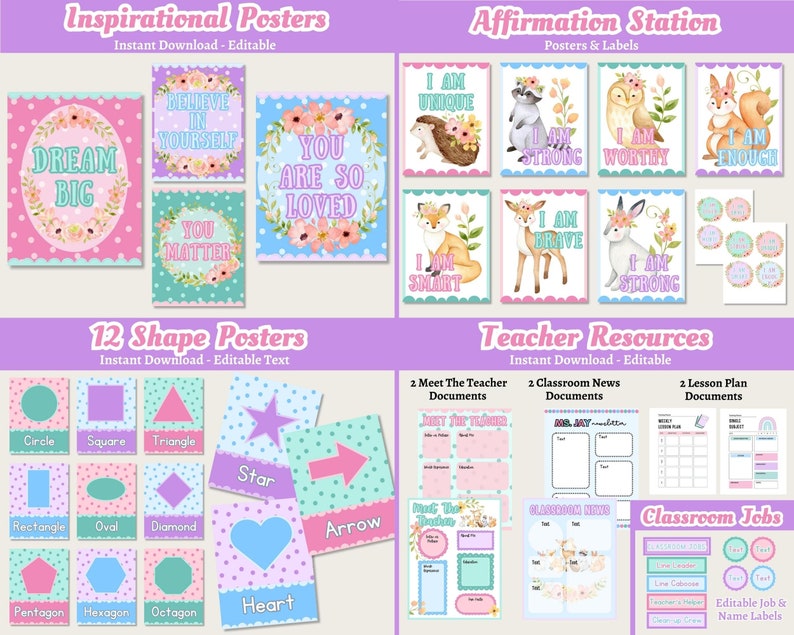 Woodland Animals Classroom Decor Bundle: Teacher Printable (canva ...