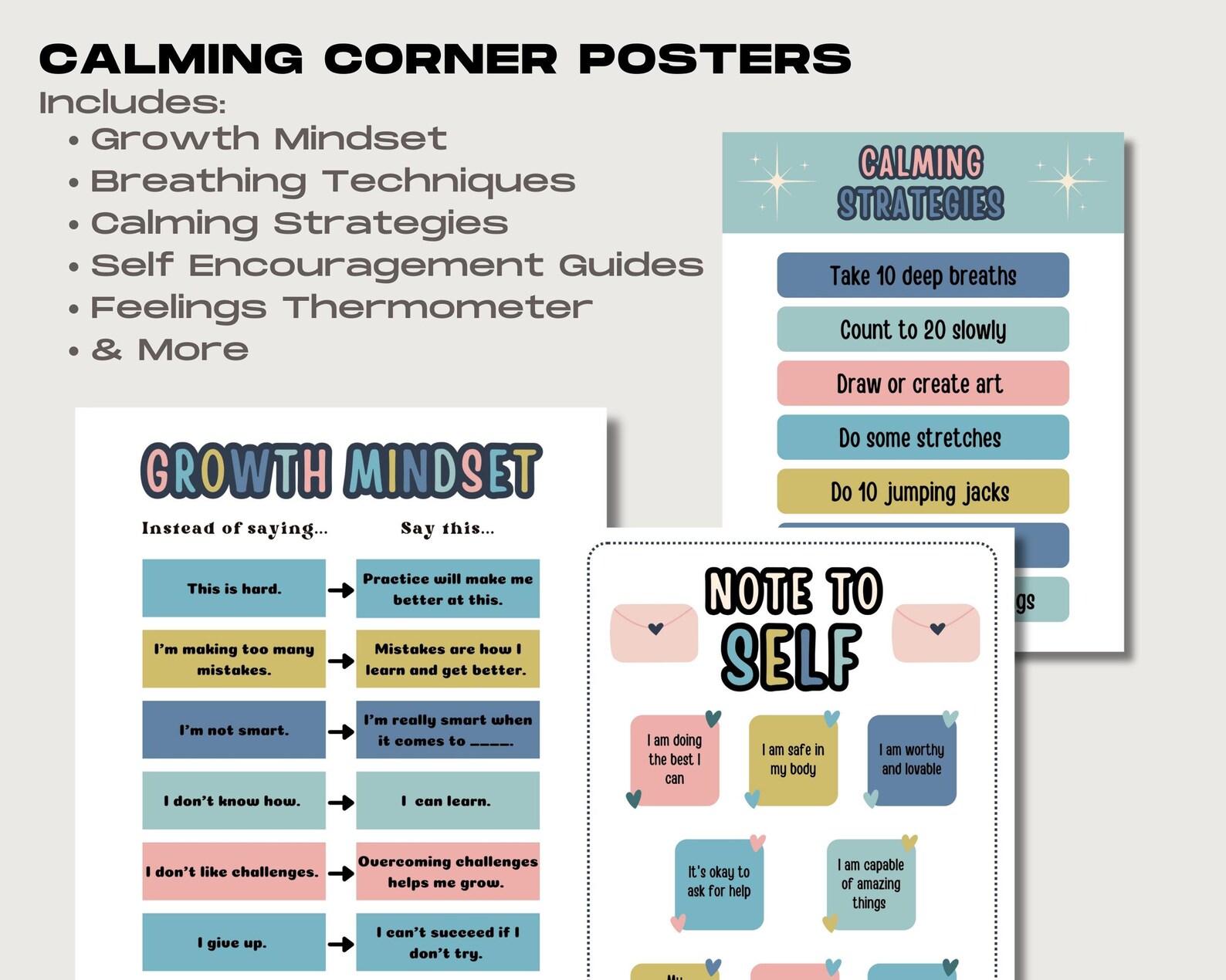 Calming Corner Posters: Modern Neutral Classroom Decor (canva Template ...