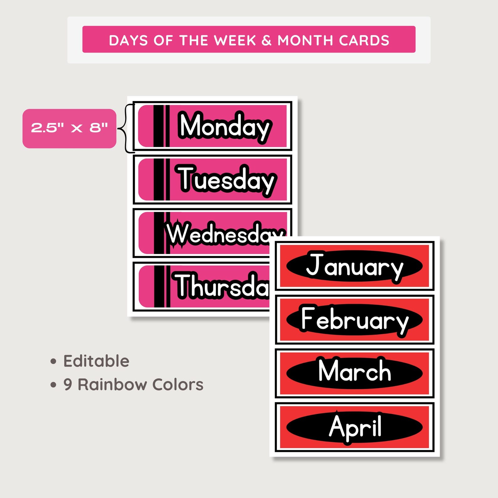 Rainbow Crayon Flip Calendar: Printable Classroom Decor (canva Template ...