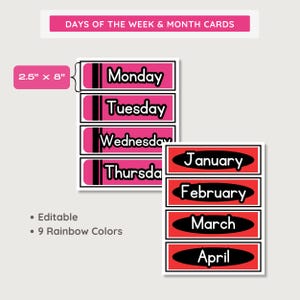Rainbow Crayon Flip Calendar: Printable Classroom Decor (canva Template ...