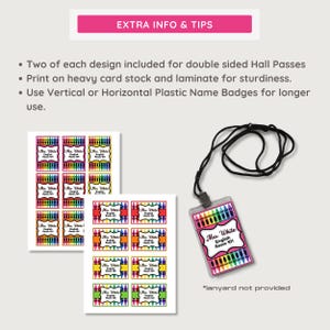 Printable Rainbow Crayon Hall Passes, Editable Classroom Hall Passes ...