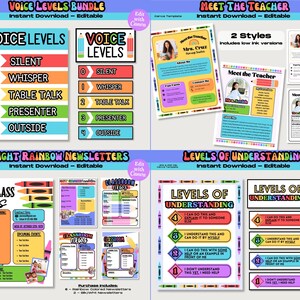 Bright Rainbow Classroom Decor Bundle: Editable Teacher Printables ...