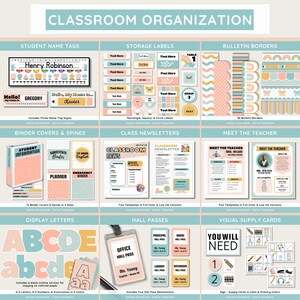 Calm Modern Classroom Decor Bundle, Printable & Editable School Room ...