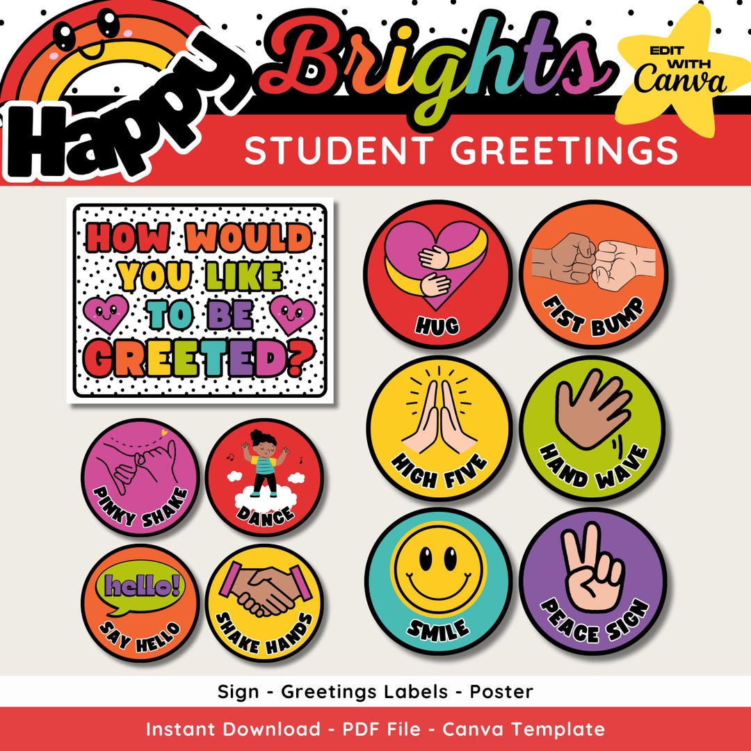 Rainbow Student Greetings Poster: Editable Classroom Decor (canva ...