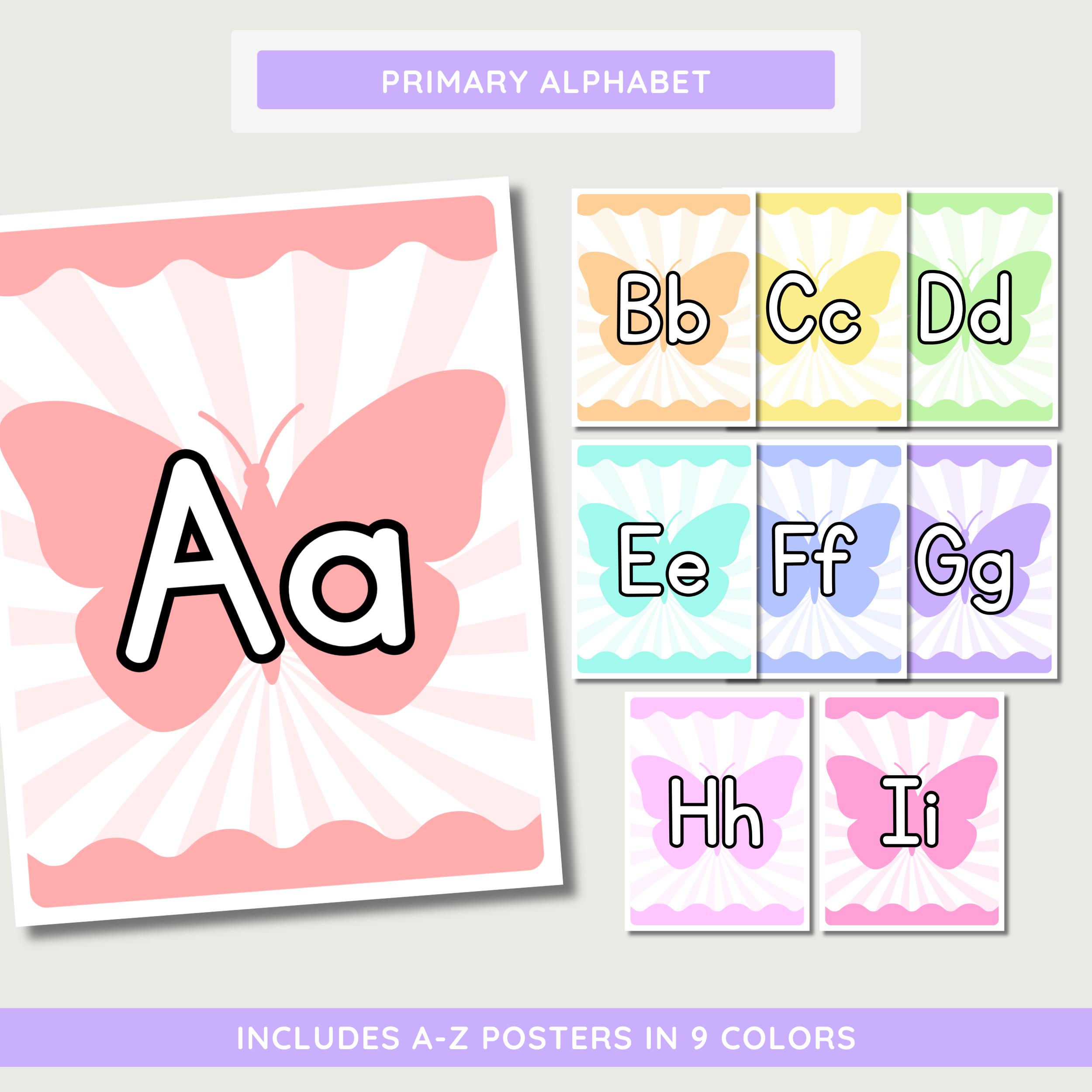 Pastel Butterfly Alphabet Posters: Cursive ABC Printable (canva ...