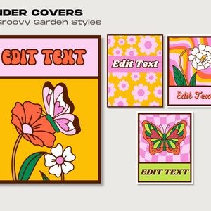 Groovy Binder Covers Spines, Printable & Editable Binder Covers, Retro ...