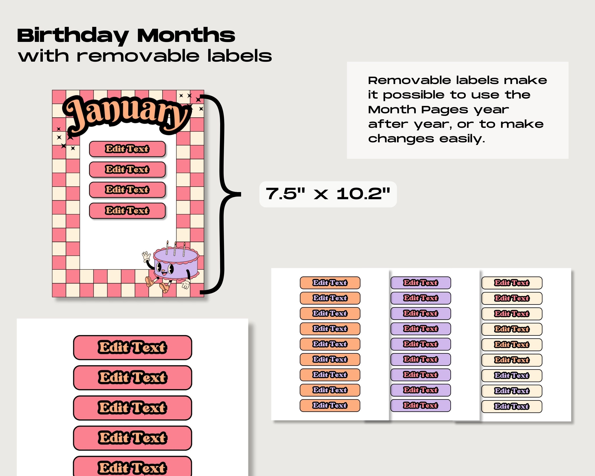 Retro Birthday Bundle, Editable Classroom Birthdays Display, Printable ...