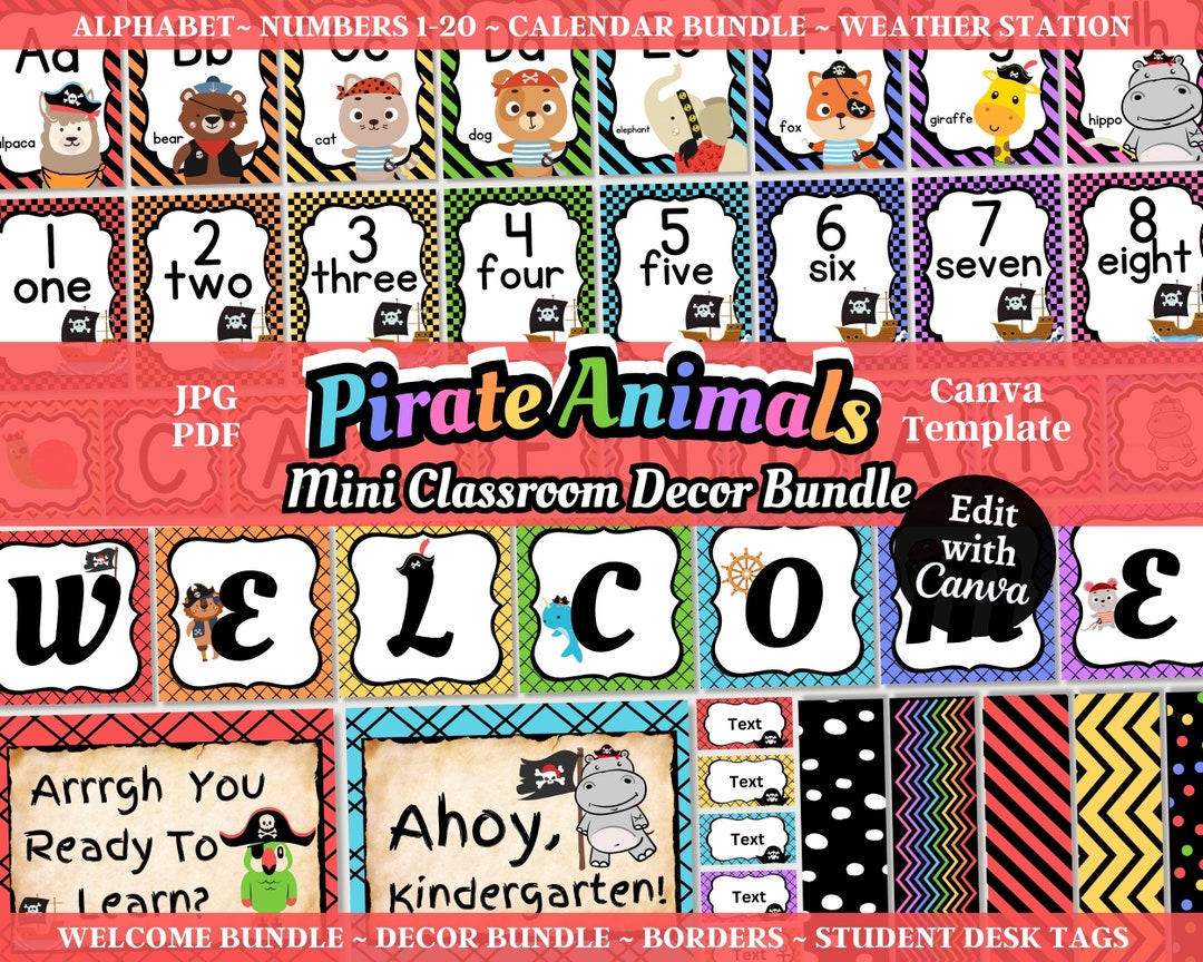 Pirate Animals Classroom Decor, Editable Teacher Posters, Bulletin ...