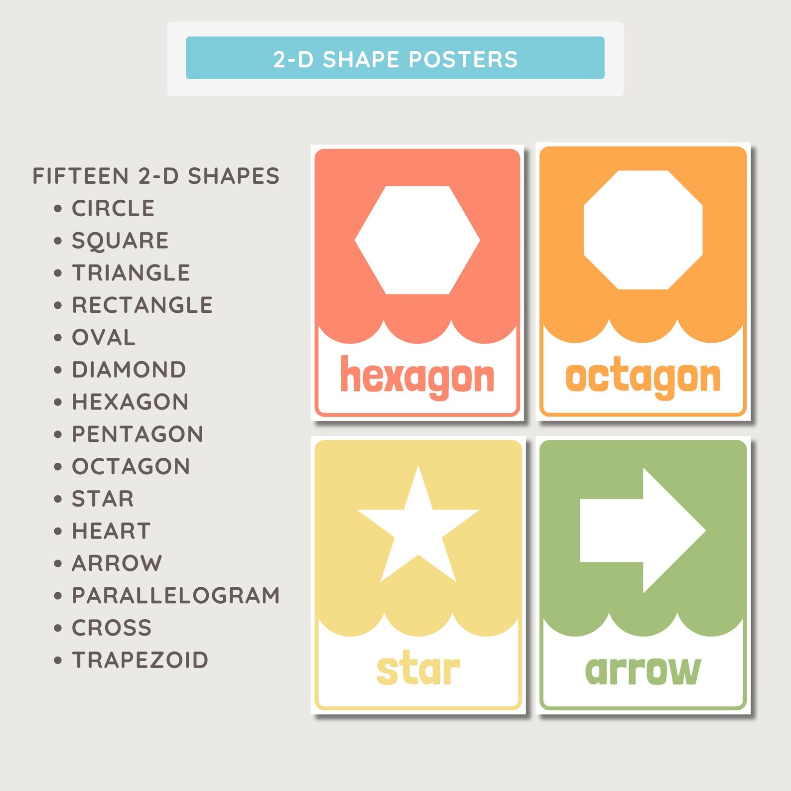 Retro Chicks Shape Classroom Posters, 2-D 3-D Shape Prints, Printable ...