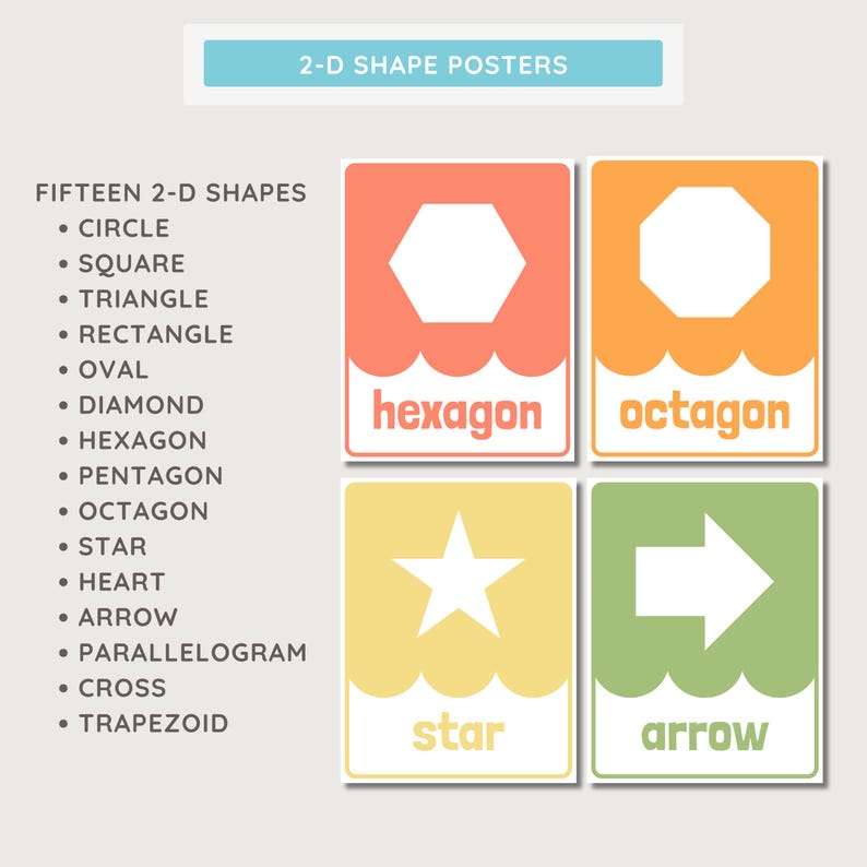 Retro Chicks Shape Classroom Posters, 2-D 3-D Shape Prints, Printable ...