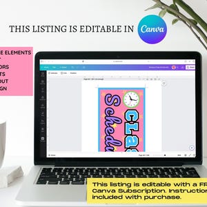 Editable Pastel Class Schedule Display, Printable Today's Schedule ...