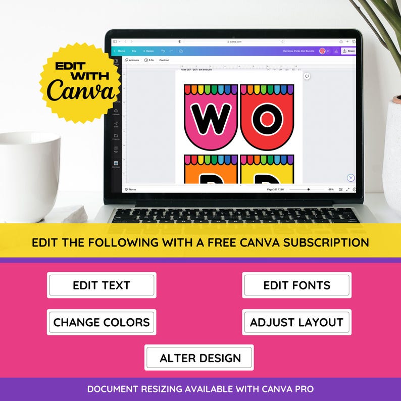 Rainbow Crayon Word Wall Kit: Editable Classroom Decor (digital ...