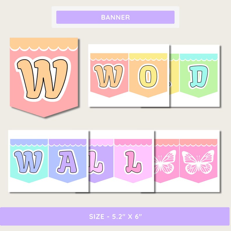 Butterfly Word Wall Display Kit, Printable Elementary Classroom Sight ...