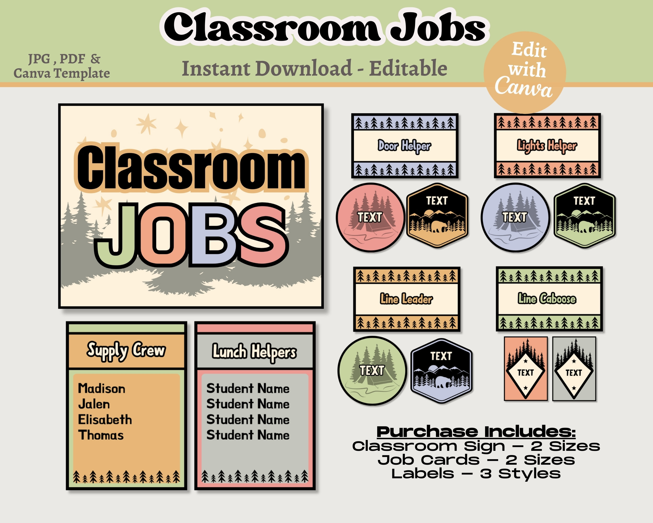 Classroom Jobs Display, Printable & Editable Classroom Jobs Labels ...