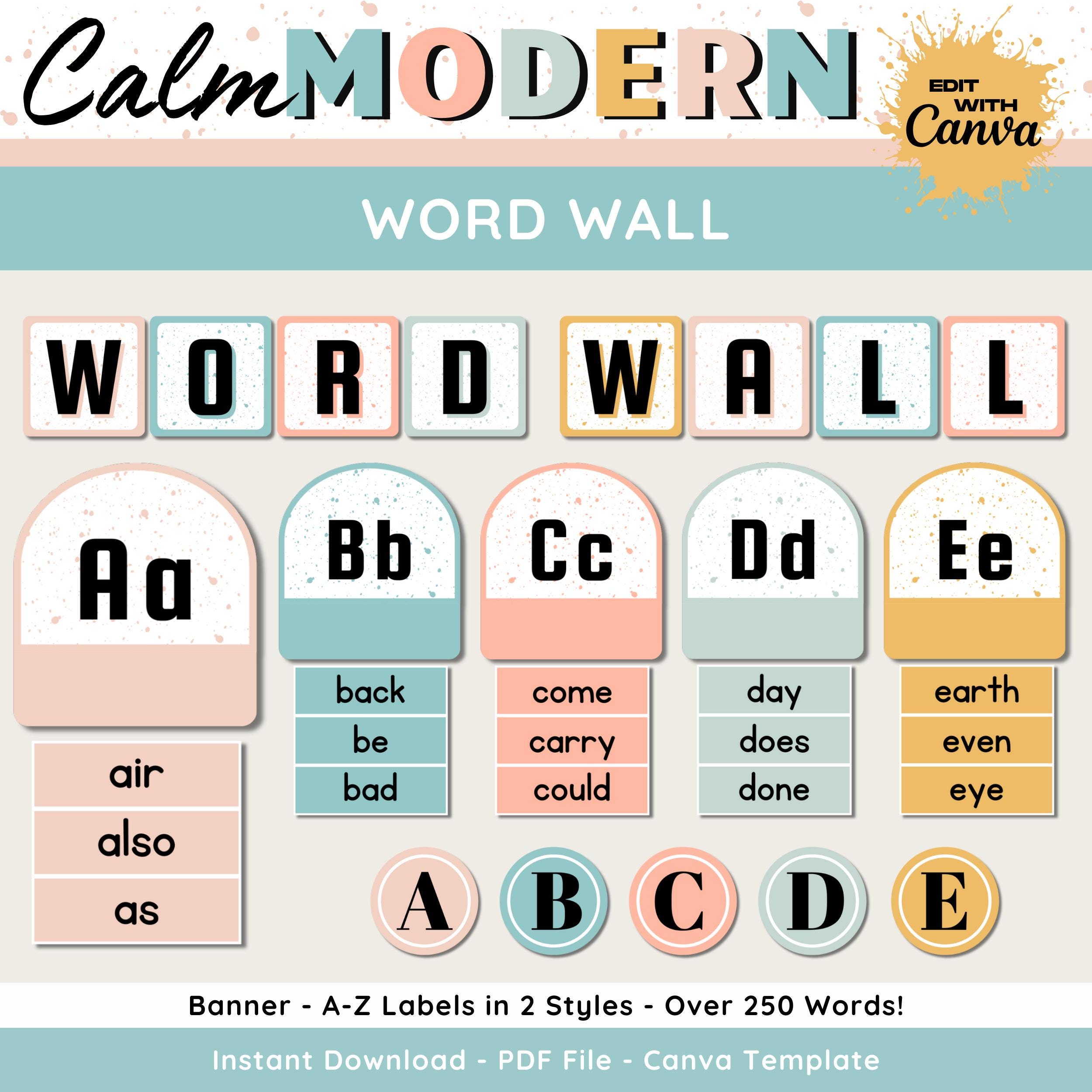 Classroom Modern Word Wall Display, Printable & Editable Sight Words ...