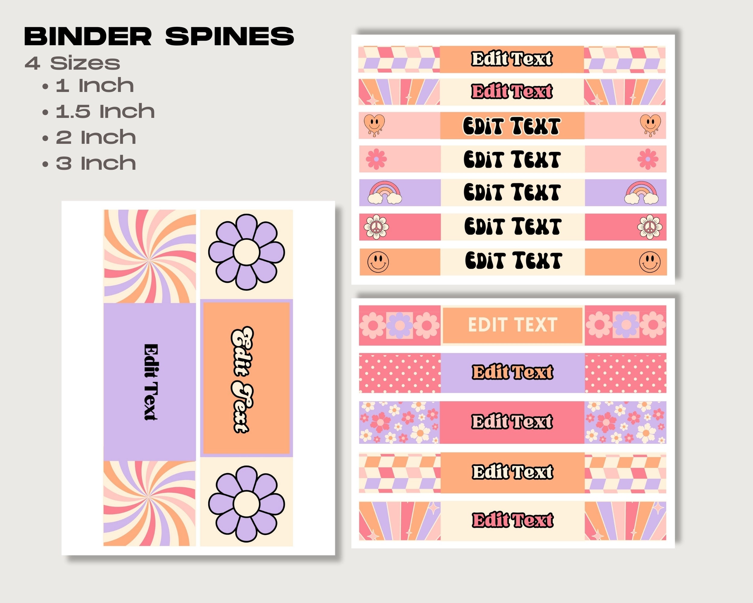 Retro Binder Covers and Spines: Editable Teacher Organization (canva ...