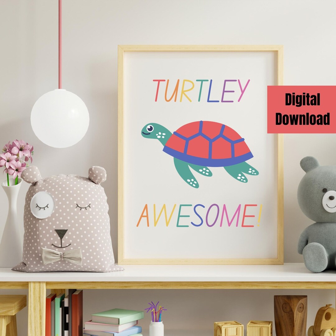 Turtle Pun Poster, Classroom Animal Wall Art, Kids Bedroom Turtle Art ...