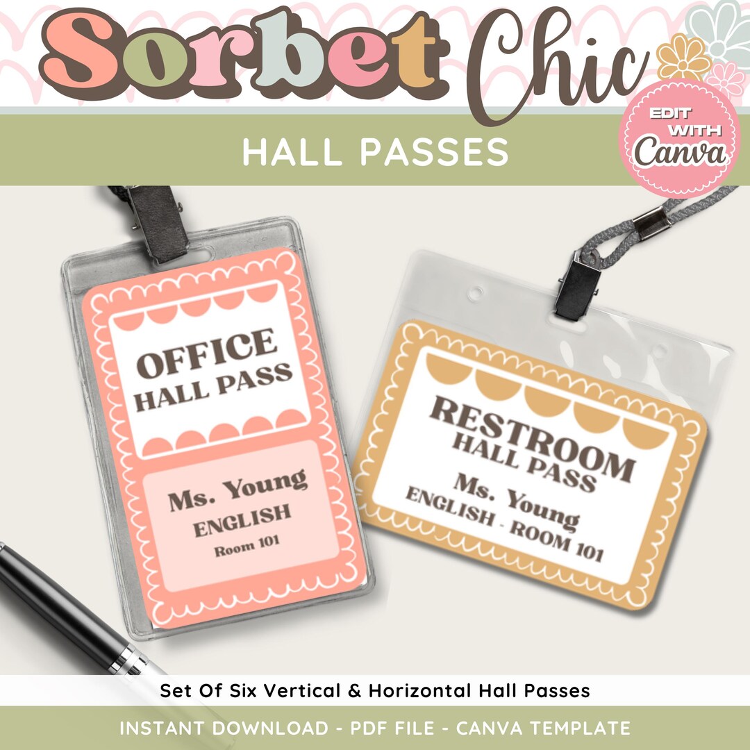 Classroom Hall Passes: Printable Restroom Pass, Editable Classroom ...
