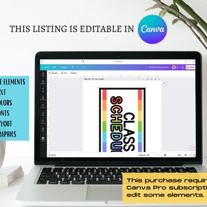 Bright Rainbow Class Schedule, Editable Classroom Schedule Display ...