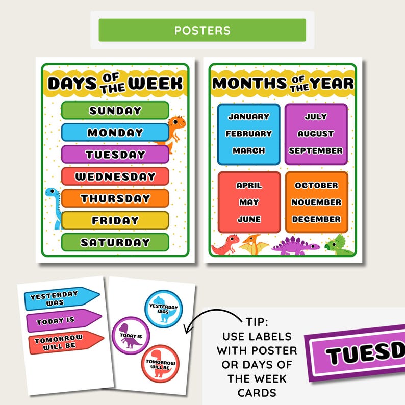 Dinosaur Classroom Calendar Kit: Editable Printable Theme (canva ...