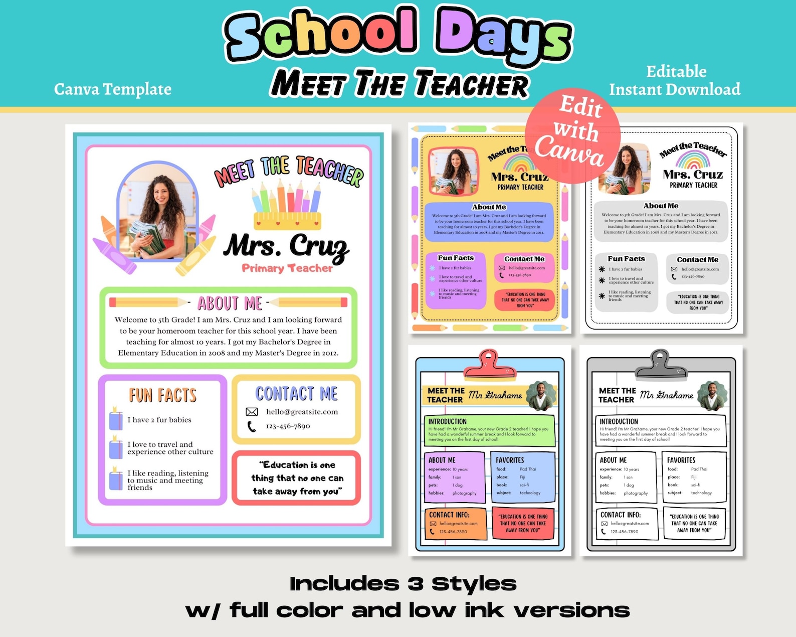 Meet the Teacher Template, Printable Editable Teacher Letter, Teacher ...