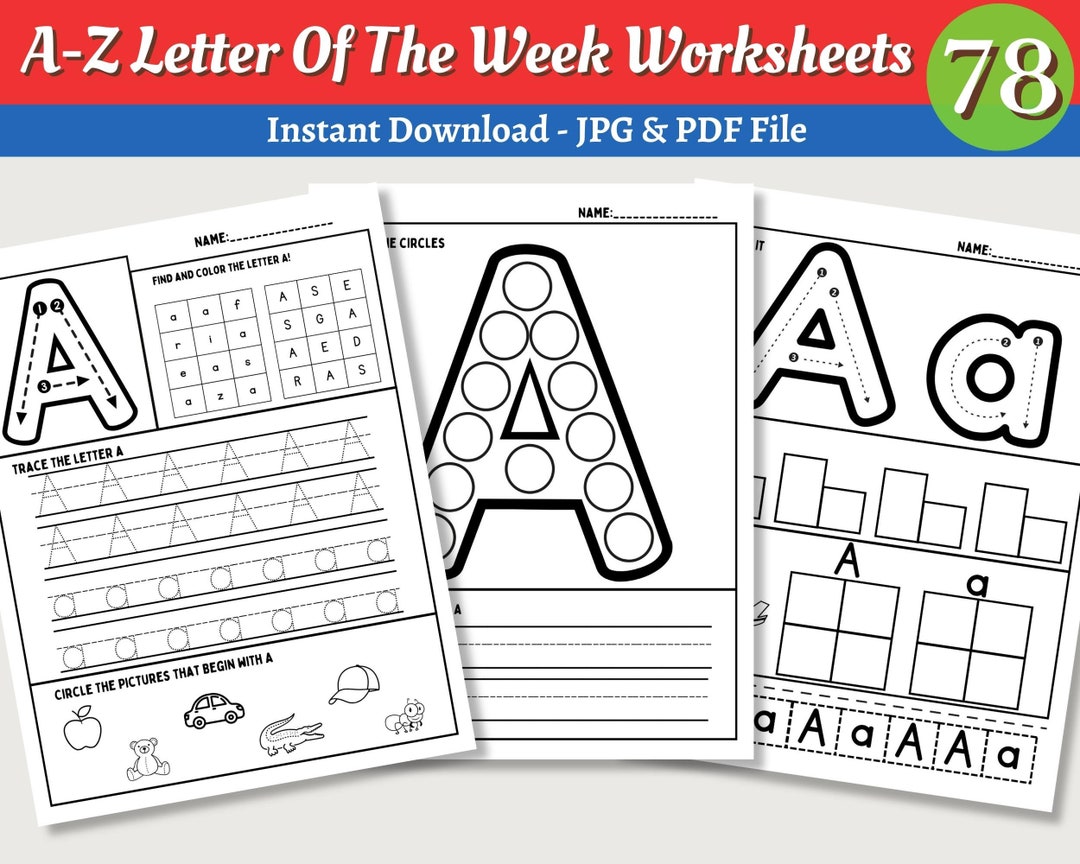 Alphabet Letter of the Week Worksheets, Kindergarten A-Z Letter ...
