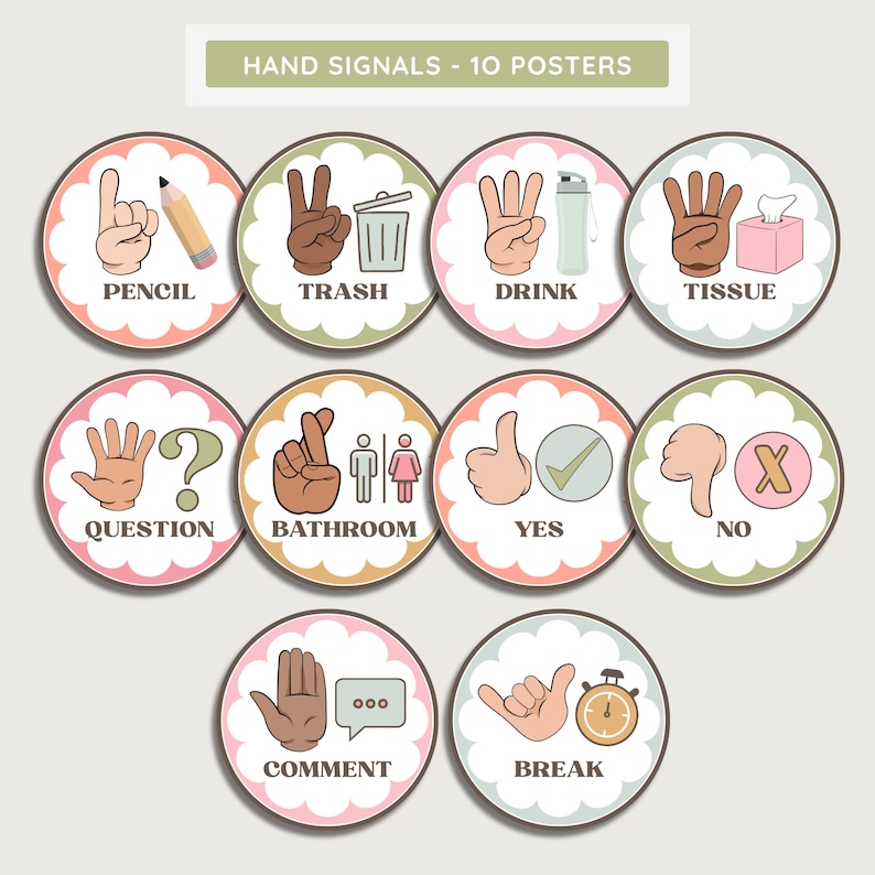 Classroom Hand Signals: Student ASL Signs Printable, Editable Classroom ...