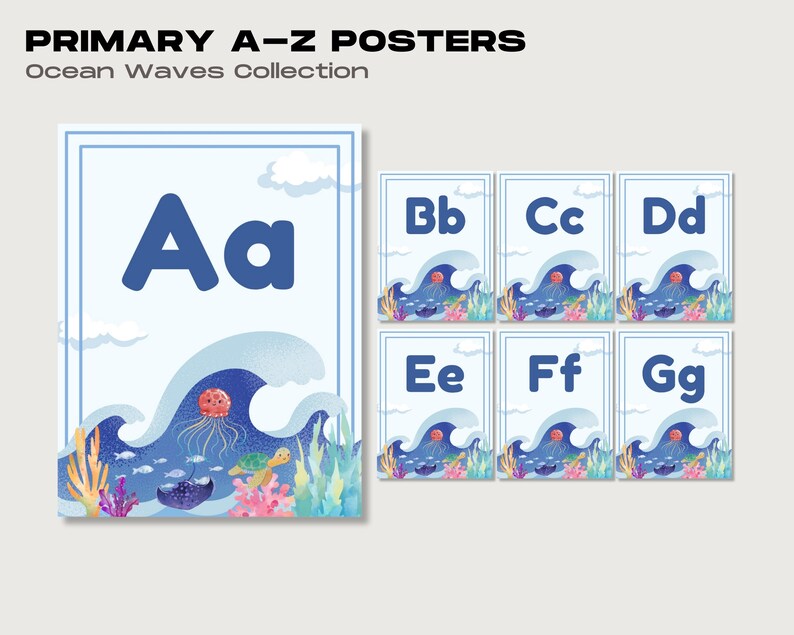 Ocean Theme Alphabets, Printable & Editable Alphabet Posters, Primary ...