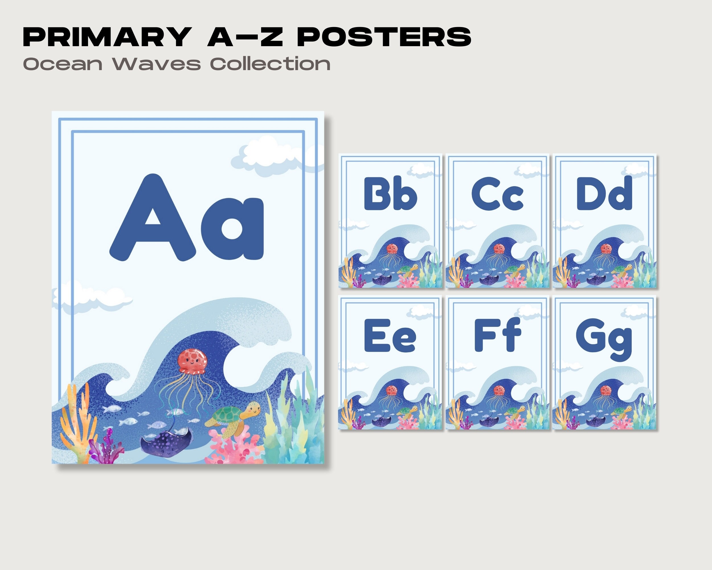 Ocean Theme Alphabets, Printable & Editable Alphabet Posters, Primary ...