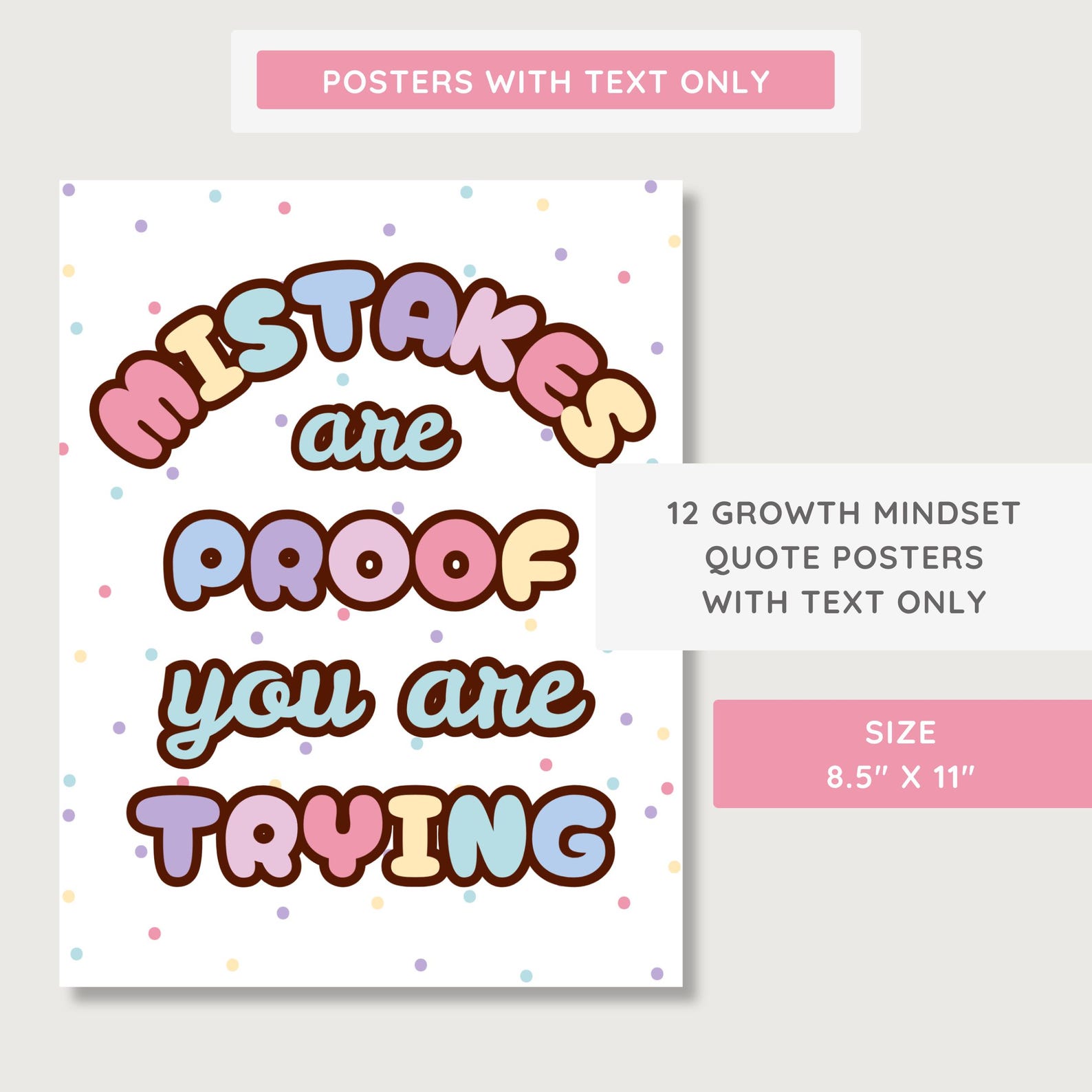 Growth Mindset Posters: Pastel Classroom Decor (canva Template) - Etsy