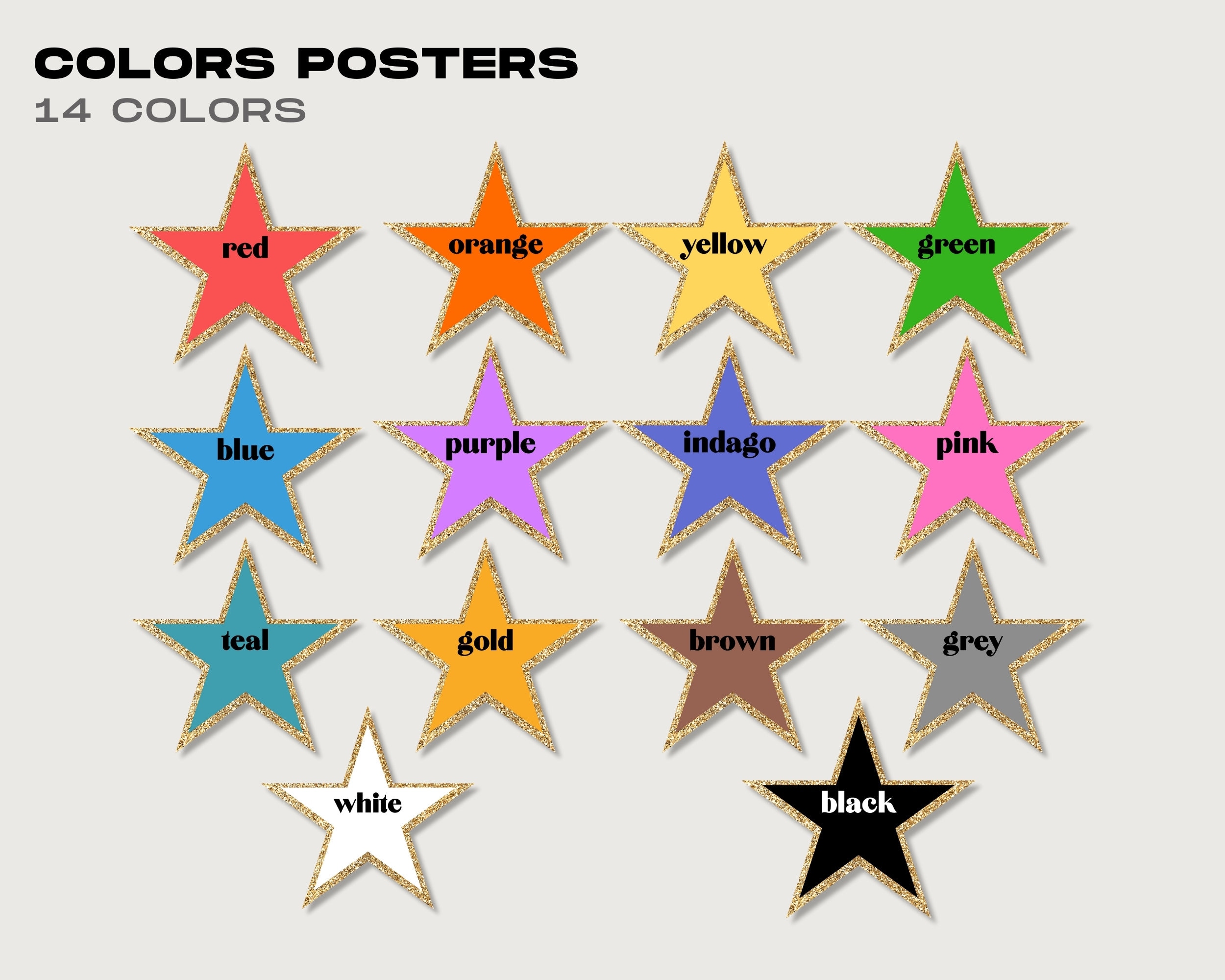 Glitter Sparkle Color Posters, Printable & Editable Color Prints, Basic ...