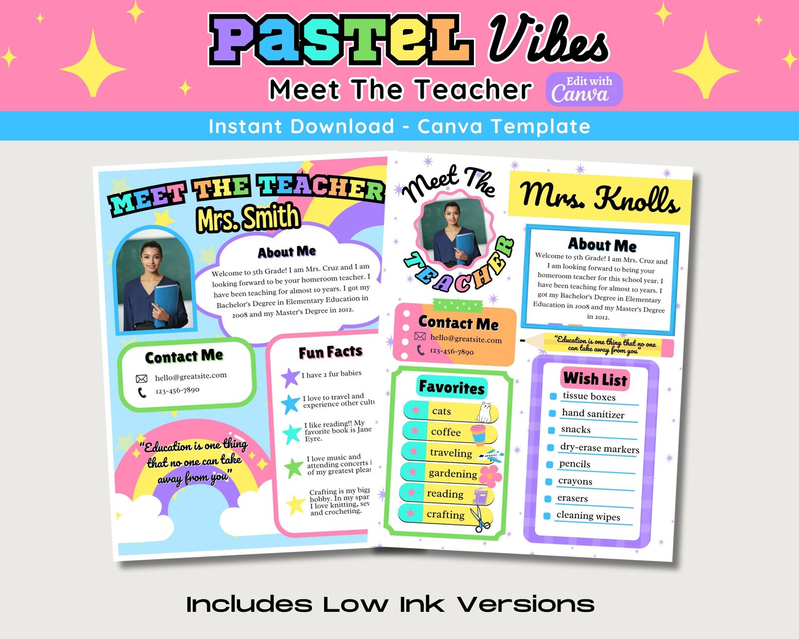 Editable Pastel Meet the Teacher Template, Printable Teacher ...