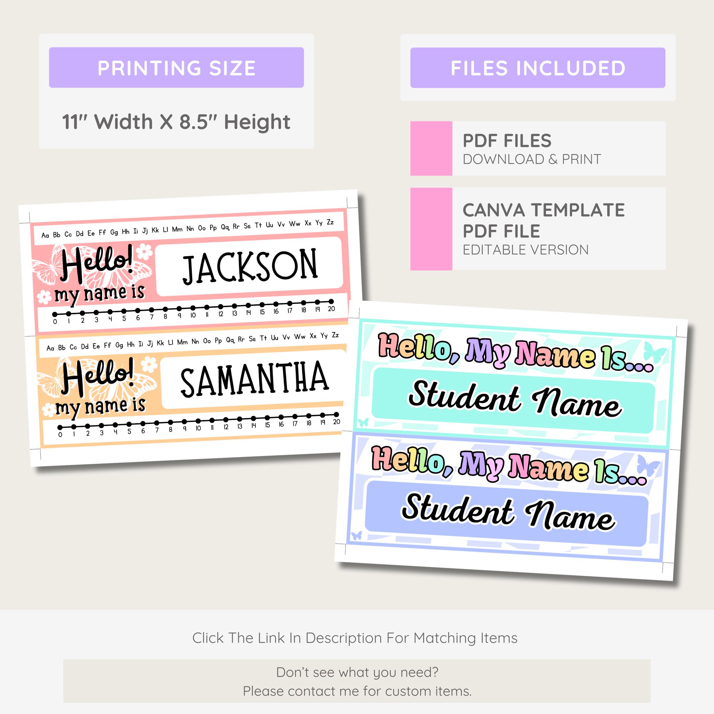 Butterfly Student Name Tags, Printable Editable Classroom Desk Plates ...