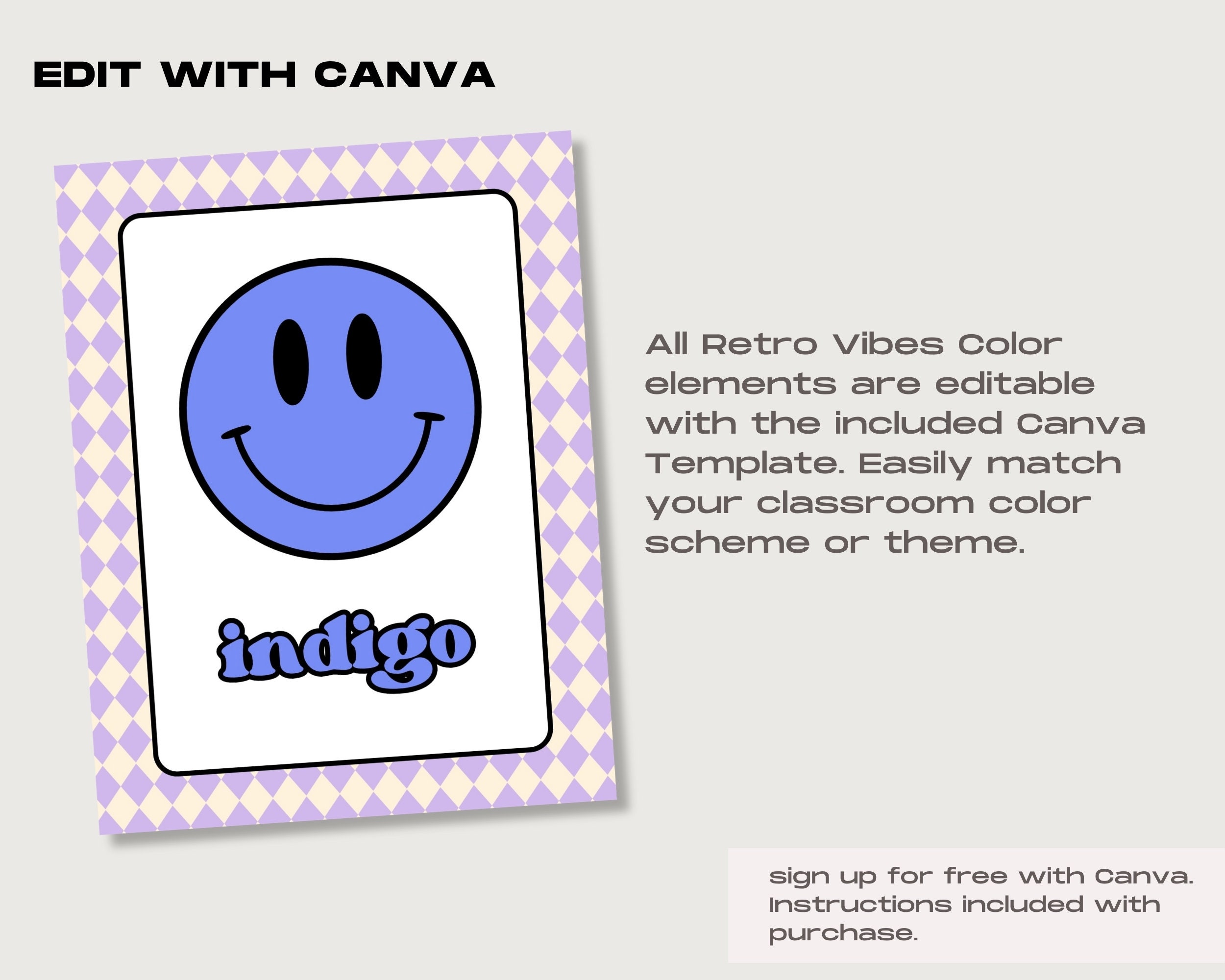 Retro Color Posters, Editable Happy Color Prints, Basic Color Printable ...