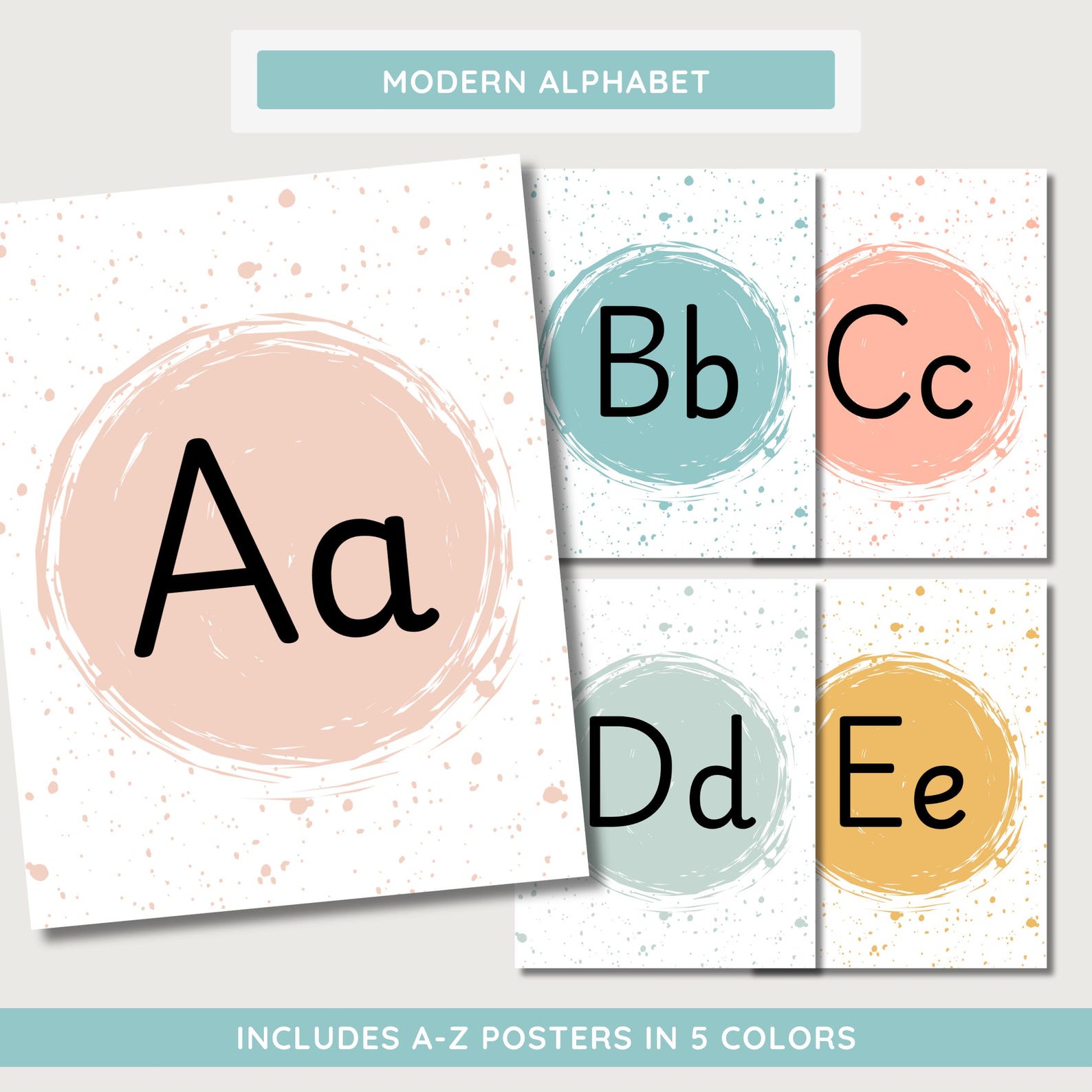 Calm Modern ASL Alphabet Classroom Posters, Neutral A-Z Cursive ...