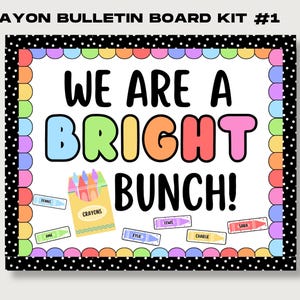 Classroom Bulletin Board Kit Display, Printable Rainbow Crayon Welcome ...