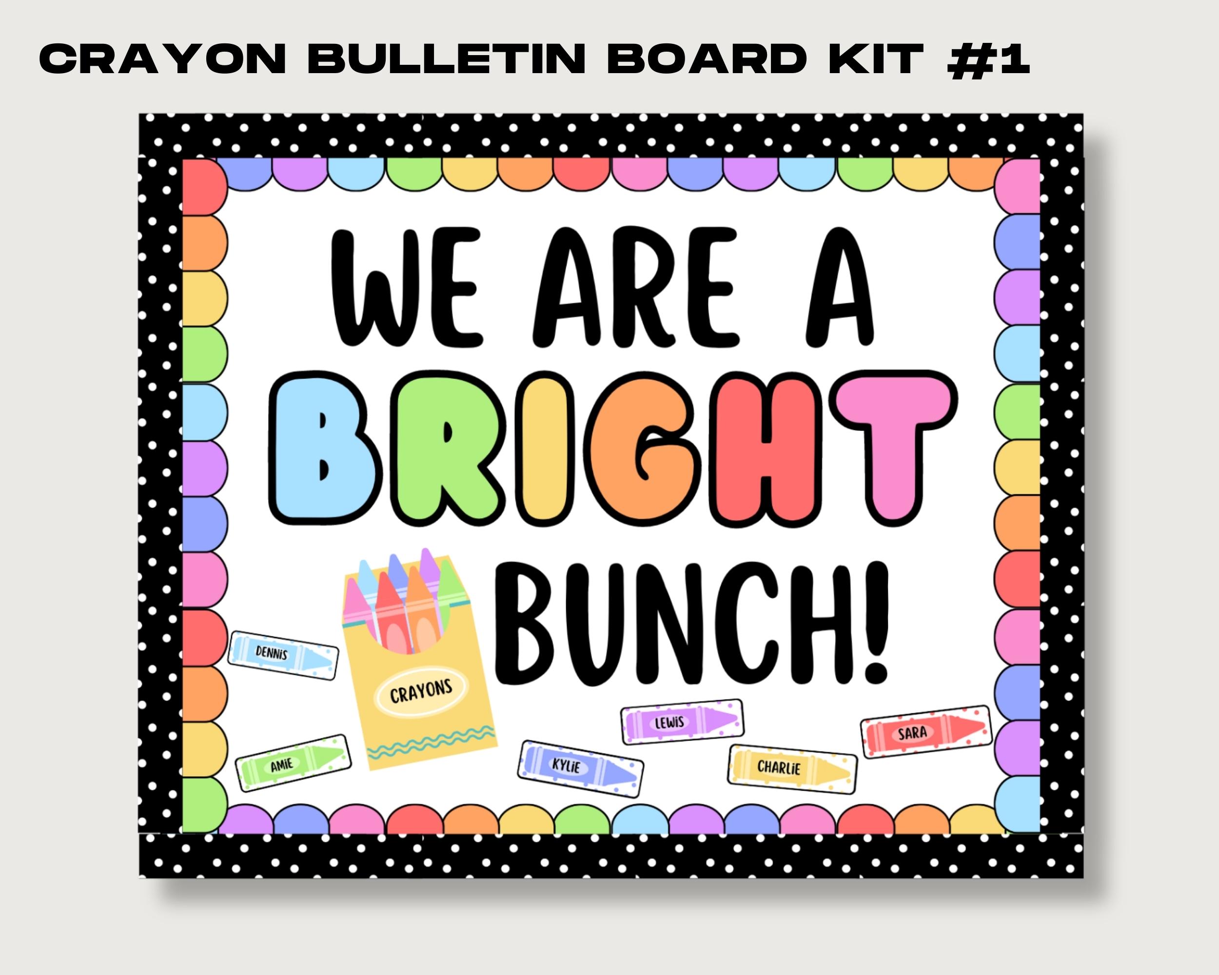 Classroom Bulletin Board Kit Display, Printable Rainbow Crayon Welcome ...