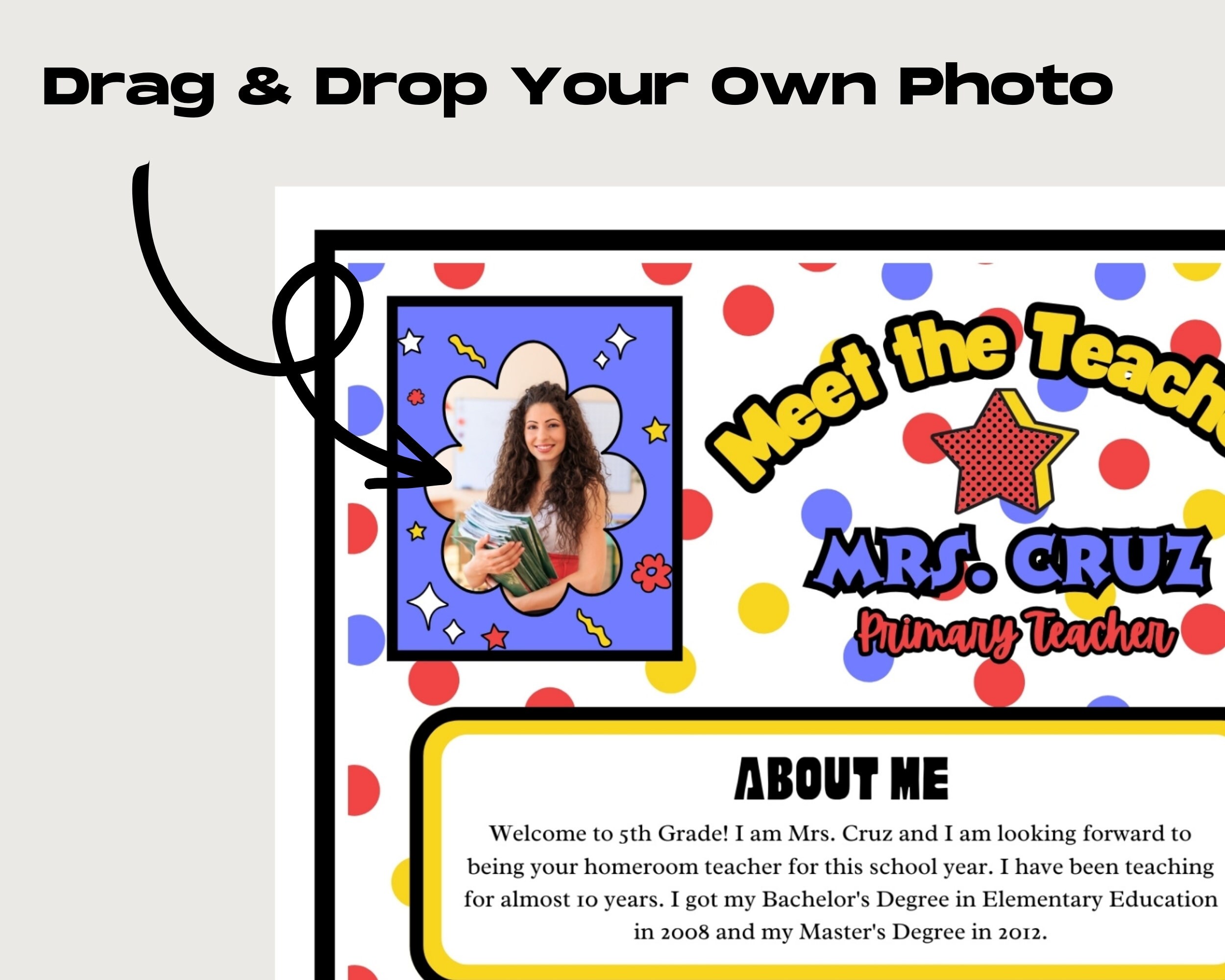 Primary Hues Meet the Teacher, Printable & Editable Classroom ...