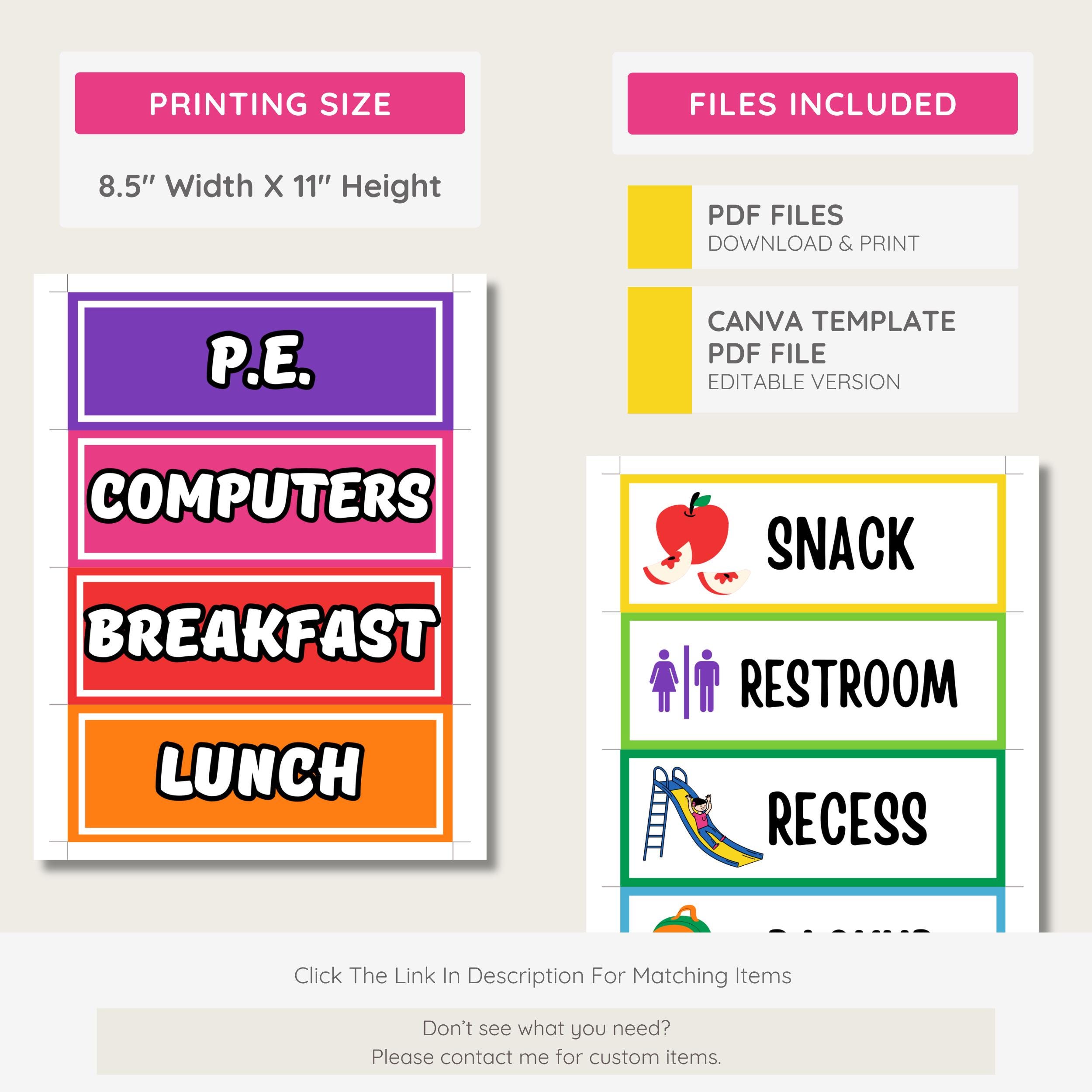 Rainbow Crayon Classroom Schedule: Printable, Editable Bulletin Board ...