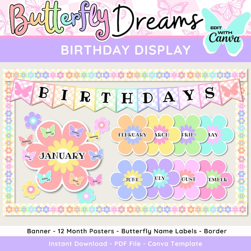 Classroom Birthday Board Flower - Etsy