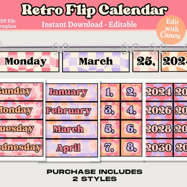Retro Calendar - Etsy