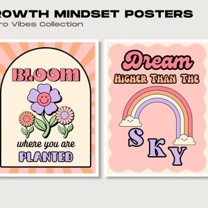 Retro Growth Mindset Posters, Printable Motivational Classroom Posters ...