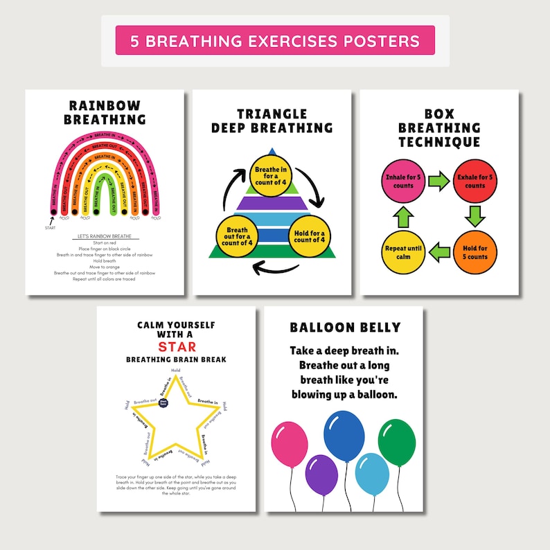 Rainbow Crayon Calming Corner Posters: Kids' Breathing Exercises ...