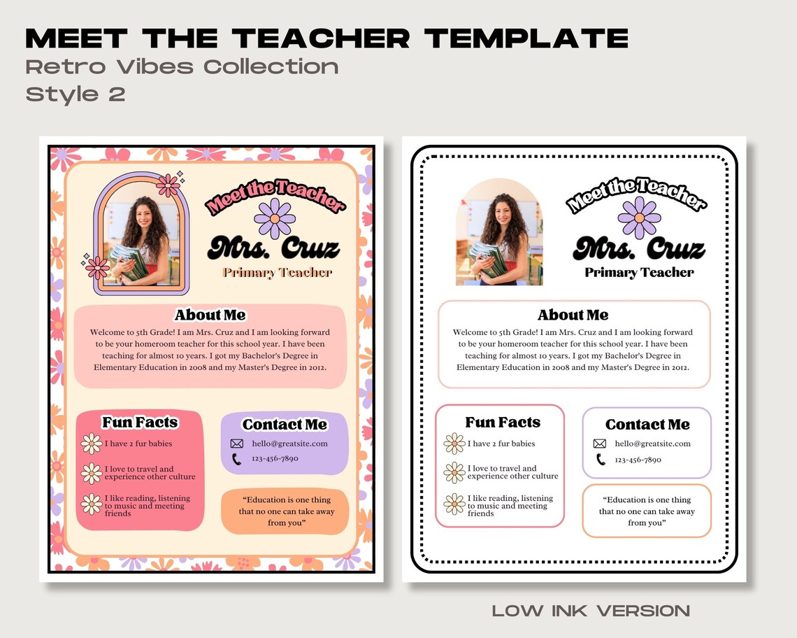 Retro Meet the Teacher Printable, Editable Teacher Introduction Letter ...