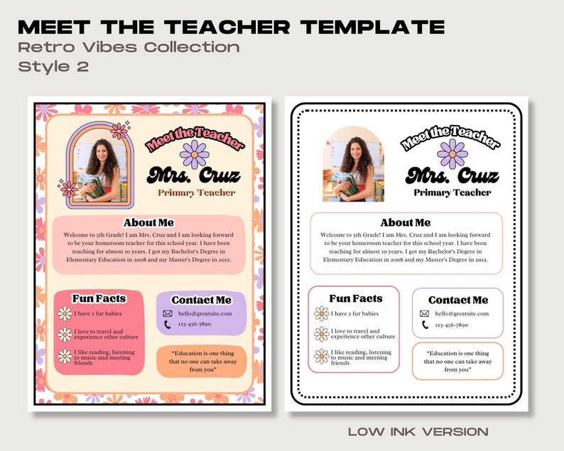 Retro Meet the Teacher Printable, Editable Teacher Introduction Letter ...