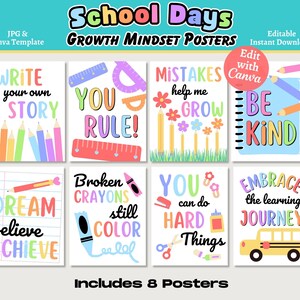 Growth Mindset Classroom Posters, Printable Editable Classroom Prints ...