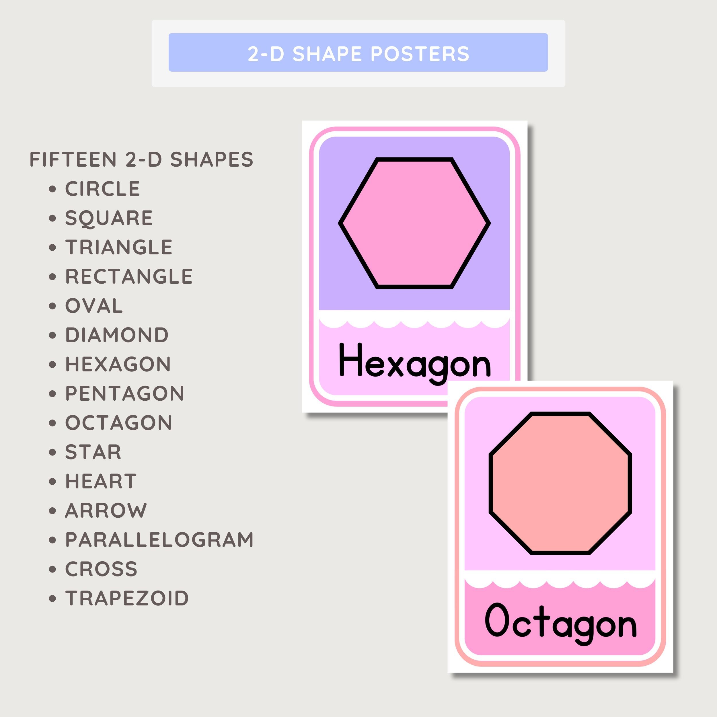 Pastel Rainbow Shape Posters: 2D & 3D Classroom Prints (canva Template ...