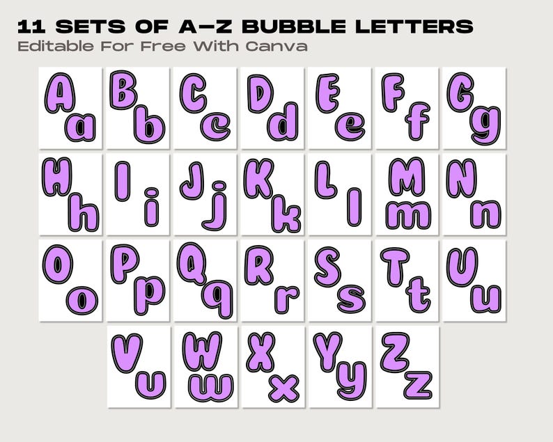Rainbow Bubble Letters: A-Z Printable Classroom Decor (canva Template ...