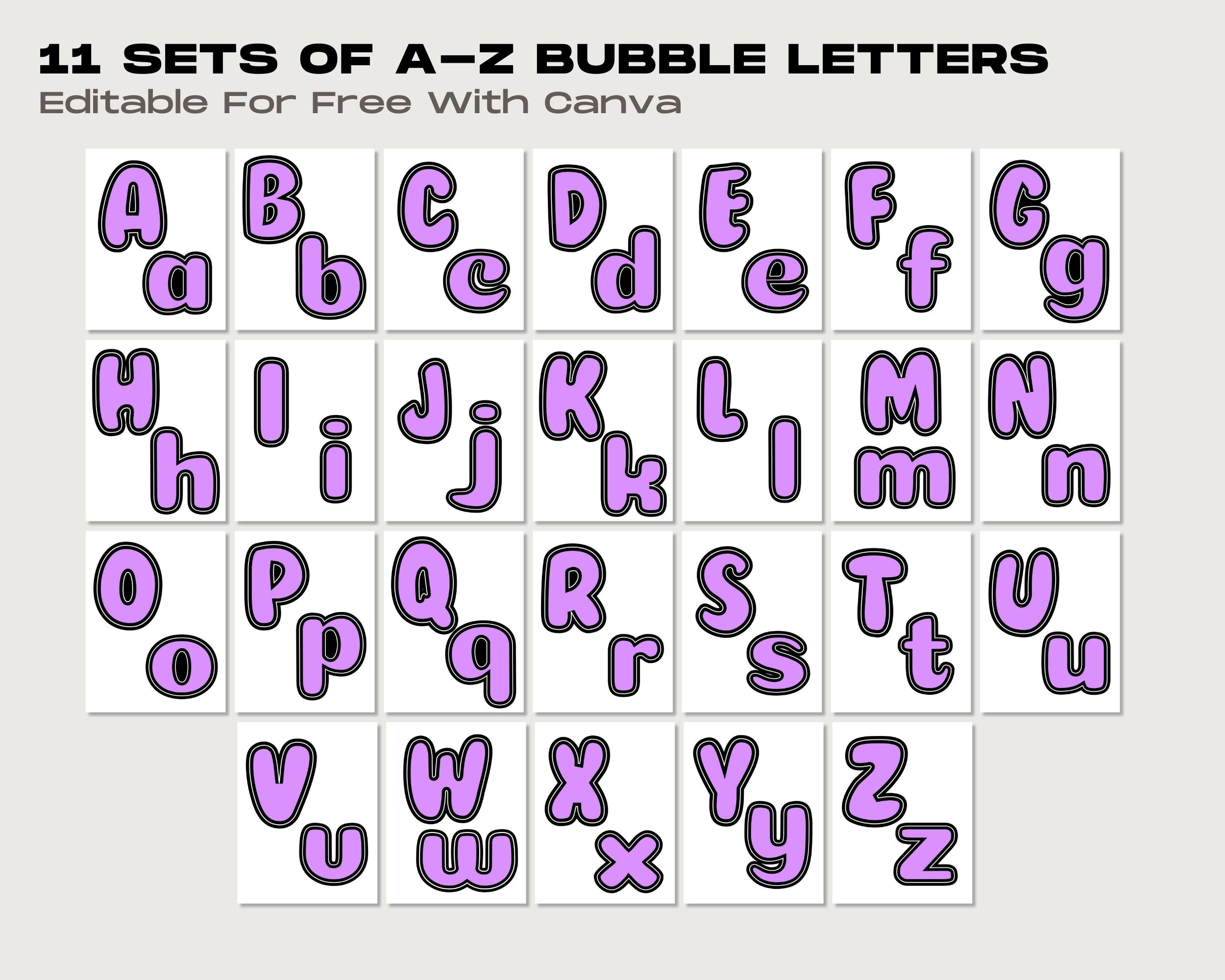 Rainbow Bubble Letters: A-Z Printable Classroom Decor (canva Template ...