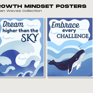 Ocean Theme Growth Mindset Posters, Printable & Editable Inspirational ...